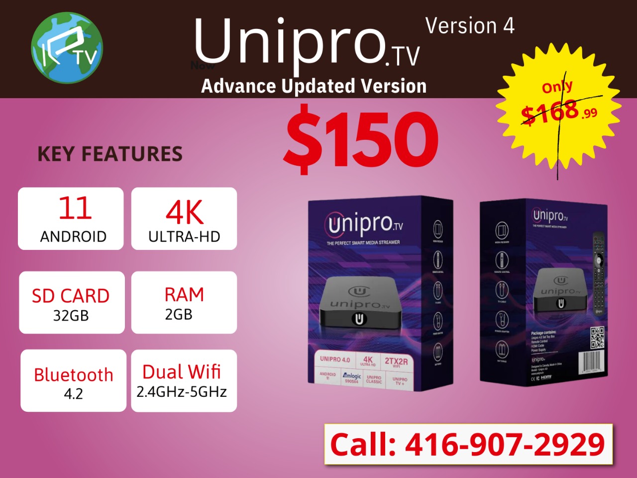 Unipro 3.0 4k UHD Android Setup Box - Contact IPTV