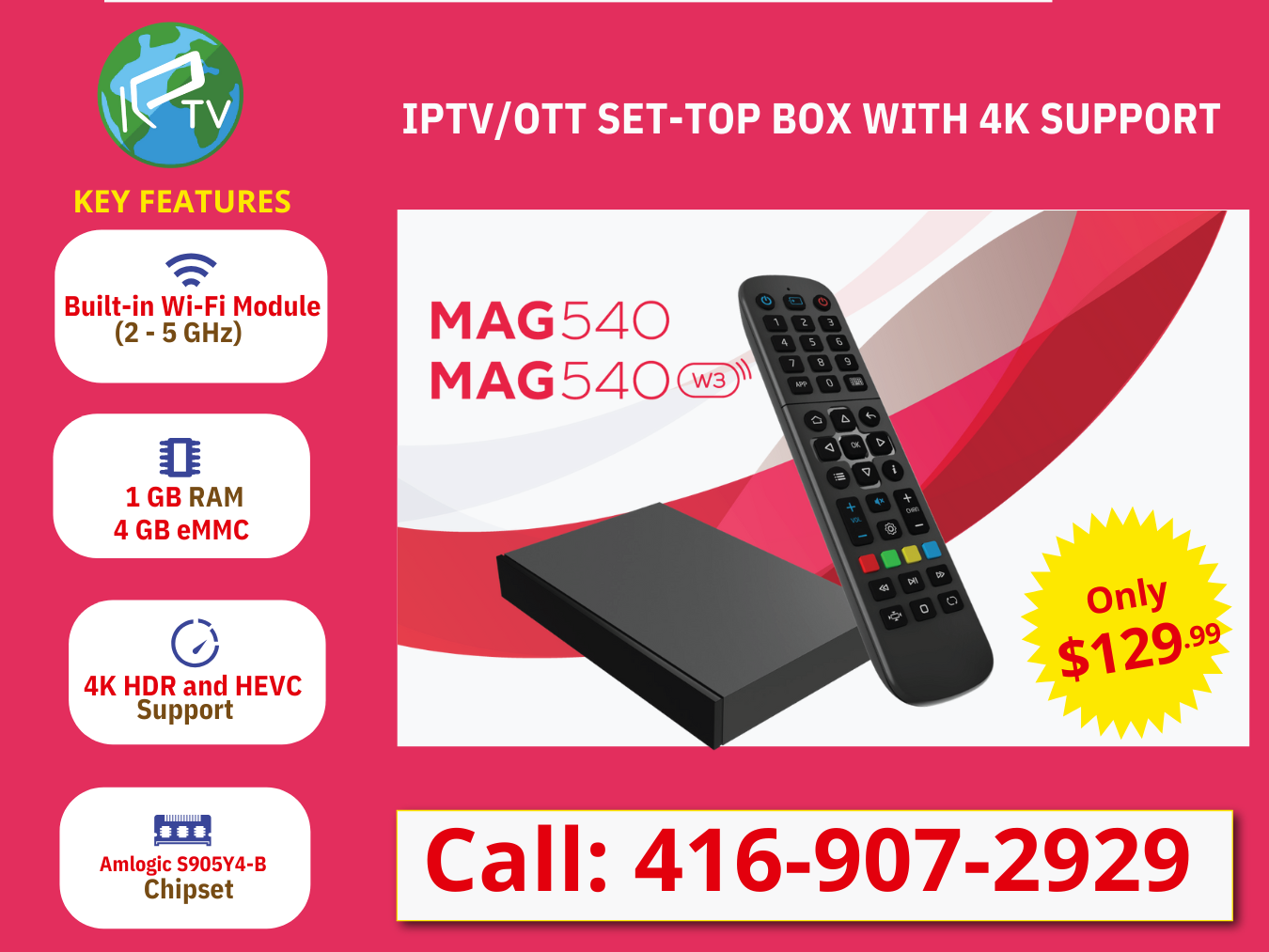 MAG540 Linux 4K IPTV Box – Quad Core Set-Top Box | IPTV